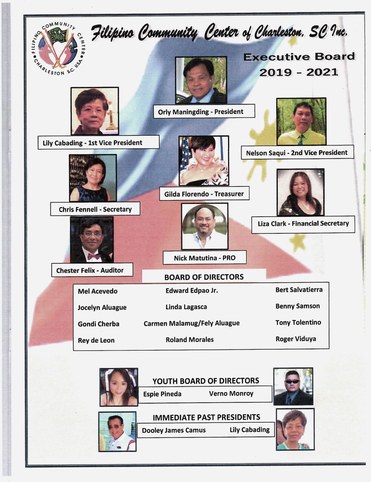 2019 -2021 Officers & Board of Directors – FCC | Filipino Community ...